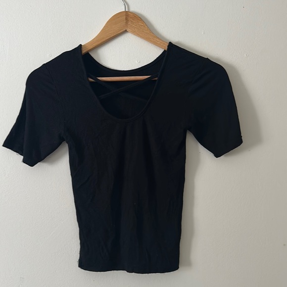 Play Bon Bon | Tops | Cutout Black Crop Top | Poshmark